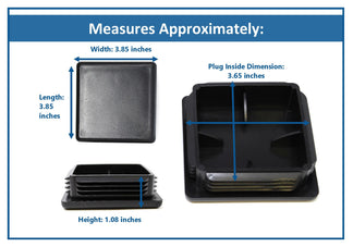 Tubing Caps 4" Square Black Plastic 4x4 inch, Finishing Plug, Pipe Tub ...