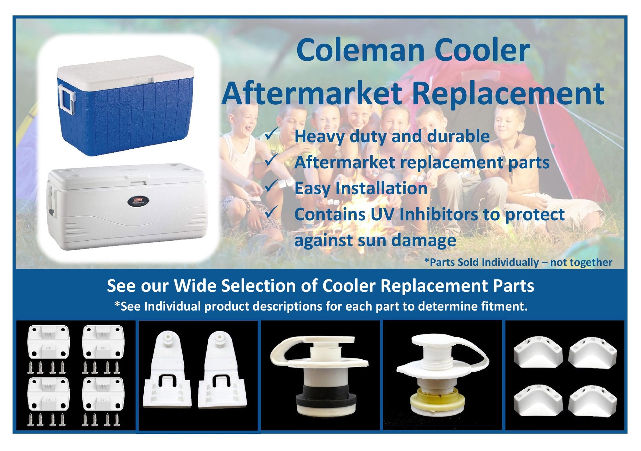 Coleman Cooler Aftermarket Plastic Replacement Parts - Hinges, 1" or 1 ...