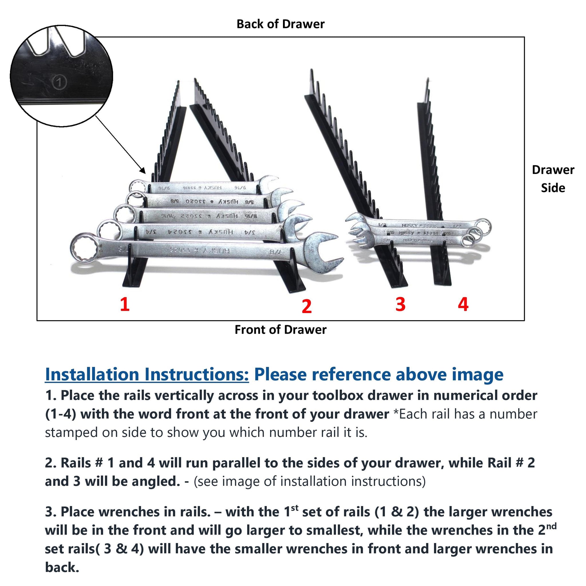 JSP Wrench Rail Set Holds 40 Tools Can Be Cut Hand Tool Storage Wrench ...